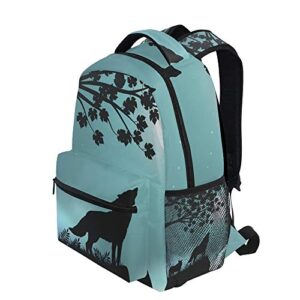 Nander Backpack Travel Evening Moon Wolf School Bookbags Laptop Daypack College Bag for Mens Boys