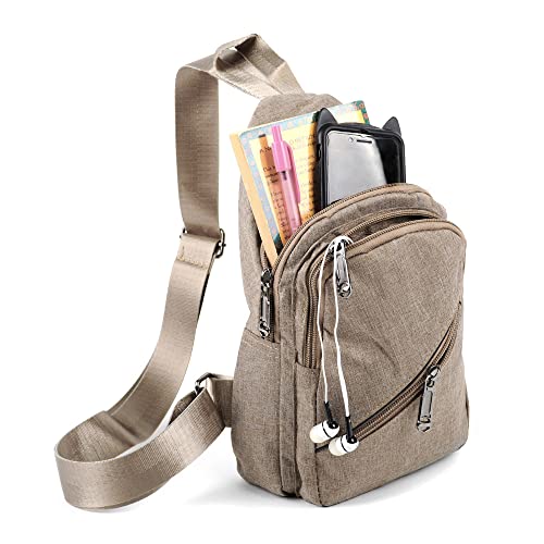 WESTEND Crossbody Sling Bag Backpack with Adjustable Strap for Men and Women, Khaki