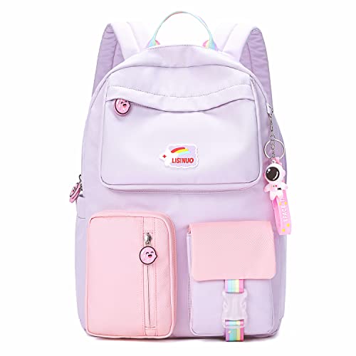 LISINUO Backpack for Girls Kids Schoolbag Children Bookbag Women Casual Daypack (Purple)