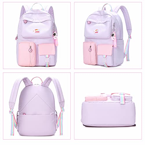 LISINUO Backpack for Girls Kids Schoolbag Children Bookbag Women Casual Daypack (Purple)