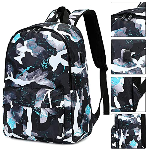 School Backpack Boys Bookbag Camouflage Laptop Backpack Teen Girls Travel Day Backpack (Grey Camouflage)