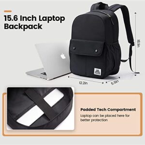 MACWE Womens Laptop Backpack - 2-in-1 College Backpacks - Cute High School Book Bag for Students - Water-resistant Casual Daypack, Black