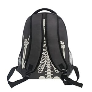 aiyojasen Funny Skull Backpack Laptop Travel Daypack, Black School Backpack for Teen Girls Boys, Student Large Book Bag