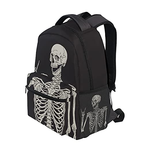 aiyojasen Funny Skull Backpack Laptop Travel Daypack, Black School Backpack for Teen Girls Boys, Student Large Book Bag