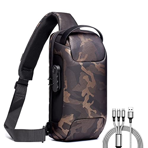 Anti Theft Sling Bag,USB Charging Sport Sling Anti-theft Shoulder Backpack, Waterproof Multi-functional Crossbody Bags (C-MICAI)