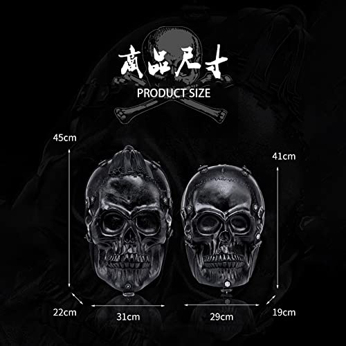 TLPEN Laptop Backpack 3D Skull Backpack PU Leather College School Student Backpack Water Resistant Lightweight Backpack (Color : Silver, Size : 45 * 31 * 22cm)