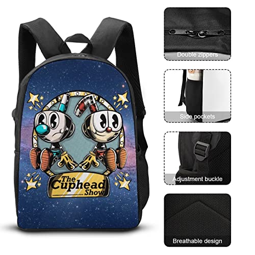 Cartoon 3 Piece Backpack Set Laptop Rucksack & Insulated Lunch Bag & Pencil Case 3 in 1 Gifts for Boys Girls