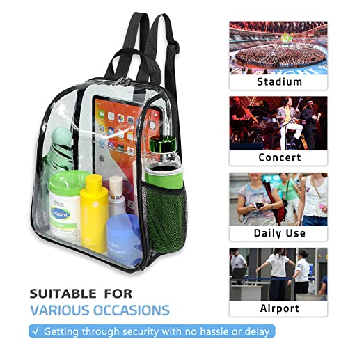 SPODEARS Small Clear Backpack Stadium Approved 12x12x6 PVC Plastic Transparent Backpack for School Work Festival Sports Events