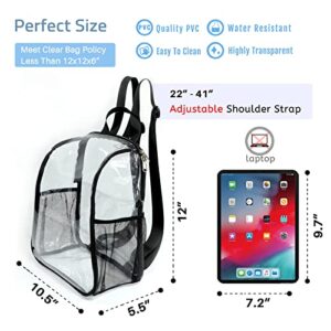 SPODEARS Small Clear Backpack Stadium Approved 12x12x6 PVC Plastic Transparent Backpack for School Work Festival Sports Events