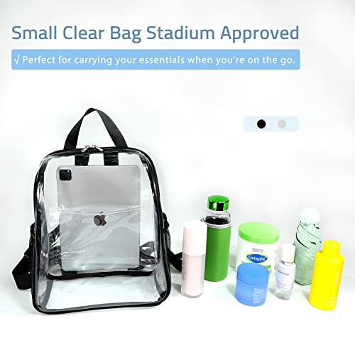 SPODEARS Small Clear Backpack Stadium Approved 12x12x6 PVC Plastic Transparent Backpack for School Work Festival Sports Events