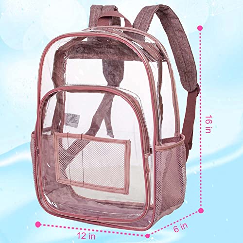 gxtvo Clear Backpack, Heavy Duty Transparent Bookbag, See Through Backpacks for Women - Pink