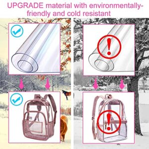 gxtvo Clear Backpack, Heavy Duty Transparent Bookbag, See Through Backpacks for Women - Pink