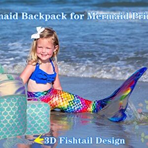 Backpack for Girls Mermaid Magic Sequin School Bag with Lunch Box Girls Backpack Set for Elementary Preschool Bookbag