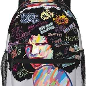 School Backpack Art African Woman American Black Girl for Women Men Student Bookbag Durable Casual Daypack Teens College Lightweight Hiking Travel Bag