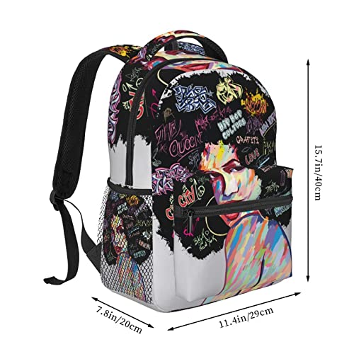 School Backpack Art African Woman American Black Girl for Women Men Student Bookbag Durable Casual Daypack Teens College Lightweight Hiking Travel Bag