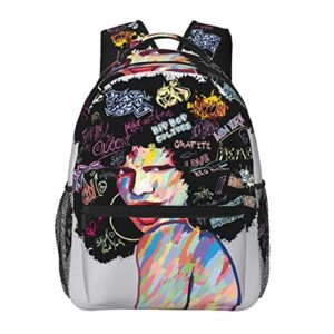 School Backpack Art African Woman American Black Girl for Women Men Student Bookbag Durable Casual Daypack Teens College Lightweight Hiking Travel Bag