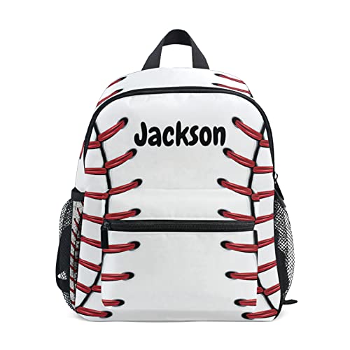 Sinestour Custom Baseball Kid's Backpack Personalized Backpack with Name/Text Preschool Backpack for Boys Customizable Toddler Backpack for Girls with Chest Strap