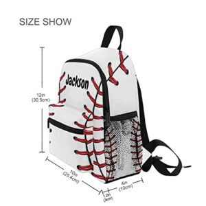 Sinestour Custom Baseball Kid's Backpack Personalized Backpack with Name/Text Preschool Backpack for Boys Customizable Toddler Backpack for Girls with Chest Strap