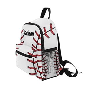 Sinestour Custom Baseball Kid's Backpack Personalized Backpack with Name/Text Preschool Backpack for Boys Customizable Toddler Backpack for Girls with Chest Strap