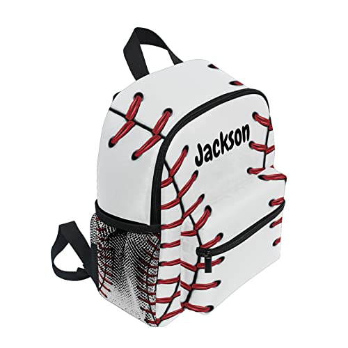 Sinestour Custom Baseball Kid's Backpack Personalized Backpack with Name/Text Preschool Backpack for Boys Customizable Toddler Backpack for Girls with Chest Strap