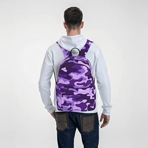 Famame 16 Inch Backpack Military Camouflage Purple Camo Print Laptop Backpack Shoulder Bag College School Bookbag Large Casual Daypack