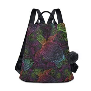 alaza boho sea turtle with lotuses and mandala backpack for daily shopping travel