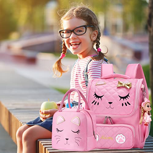 Backpack for Kids Girls School Backpack with Lunch Box Preschool Kindergarten BookBag Set