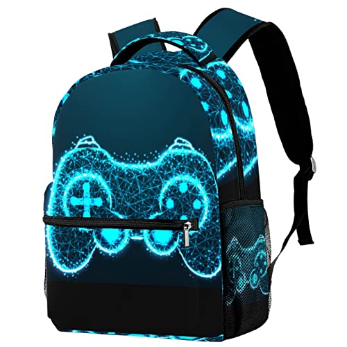 Blue Video Game Controller School Backpack for Boys, Lightweight Bookbag Backpack Purse for Men