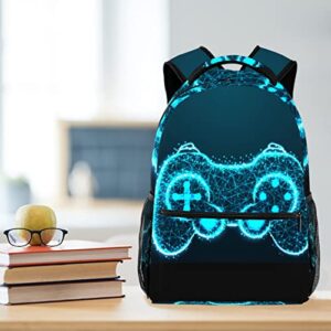 Blue Video Game Controller School Backpack for Boys, Lightweight Bookbag Backpack Purse for Men