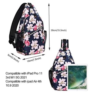 MOSISO Sling Backpack, Multipurpose Travel Hiking Daypack Rope Crossbody Shoulder Bag, Cymbidium