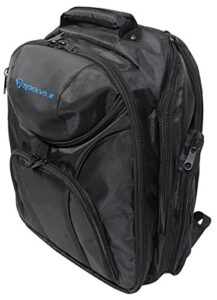 rockville dj laptop/gear travel backpack bag w/ headphone compartment+dividers, black