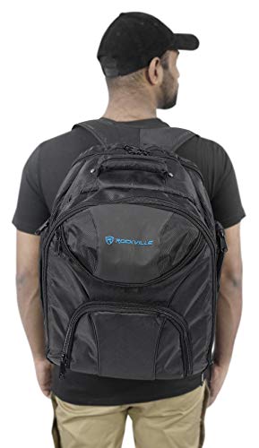 Rockville DJ Laptop/Gear Travel Backpack Bag w/ Headphone Compartment+Dividers, Black