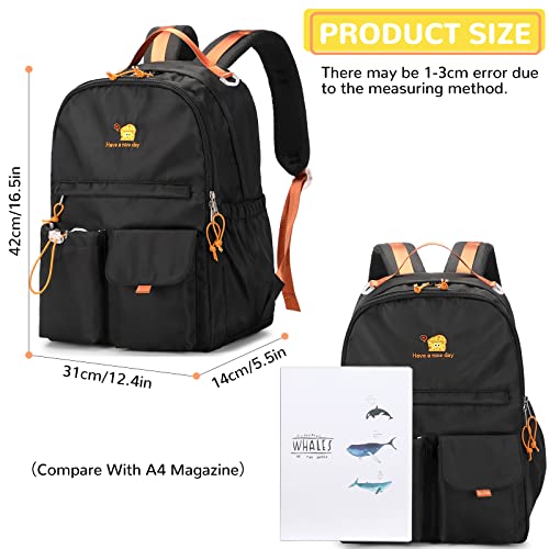 Lanola Cute Casual Hiking Daypack Travel Bookbag School Bag Backpack for Girls Boy Women Man - Black