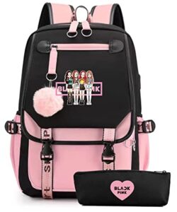 bebbee unisex bangtan boys laptop backpack middle school students bookbag outdoor daypack for girls boys school (l)