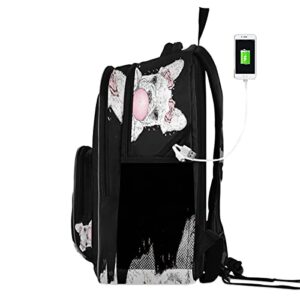 Backpack School Bookbag Cute French Bulldog Schoolbag with Water Bottle Pocket One Size