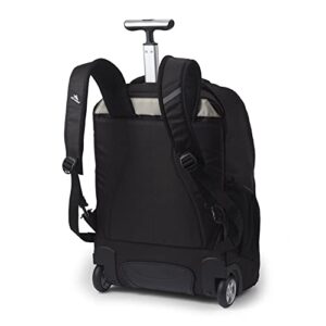 High Sierra Freewheel Pro Wheeled Backpack with 360 Degree Reflectivity, Rotating Handle, Large Main Compartment, and Laptop Sleeve, Black