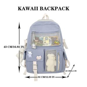 Kawaii Backpack with Kawaii Pin Cute Accessories ?Kawaii Girl Backpack Cute Backpack Cute Aesthetic Backpack for School (black,One size)