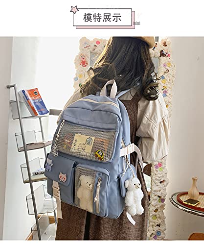 Kawaii Backpack with Kawaii Pin Cute Accessories ?Kawaii Girl Backpack Cute Backpack Cute Aesthetic Backpack for School (black,One size)