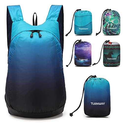 TurnWay Ultra lightweight Water Resistant Packable Backpack, Foldable Hiking Daypack for Travel Camping Cycling Outdoor for Women and Men (Blue)