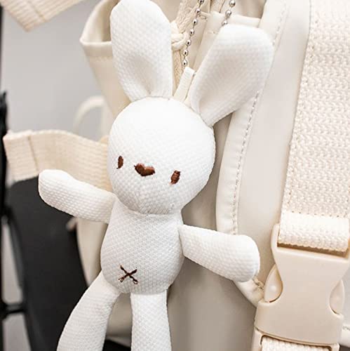 jupkem Jupkem Anime Toilet-bound Hanako-kun Backpack with Animal Doll Pendant Student Bag Laptop Cosplay Boy Girl (White 5)