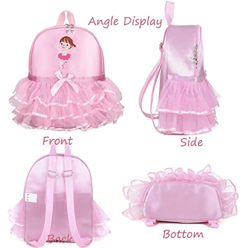 RZTA Ballet Dance Backpacks for Girls Ballerina Duffel Bags Tutu Dress Lace School Backpack (B2 Pink)