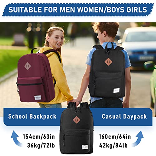 Backpack for School,ChaseChic Lightweight Water Resistant Daypack Bookbag Men Women/College/High School Teen Boys Girls Black