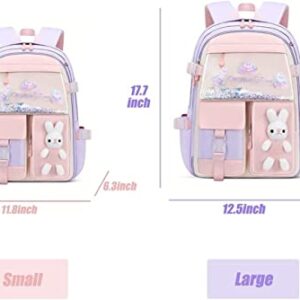 Bunny Backpack, Kawaii Bunny Backpack for Girls, Large Capacity Waterproof Bunny Backpack for School (Purple, Large)