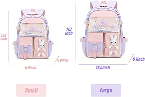 Bunny Backpack, Kawaii Bunny Backpack for Girls, Large Capacity Waterproof Bunny Backpack for School (Purple, Large)