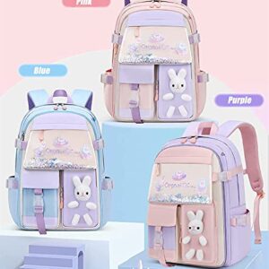 Bunny Backpack, Kawaii Bunny Backpack for Girls, Large Capacity Waterproof Bunny Backpack for School (Purple, Large)