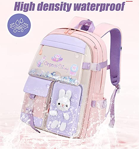 Bunny Backpack, Kawaii Bunny Backpack for Girls, Large Capacity Waterproof Bunny Backpack for School (Purple, Large)