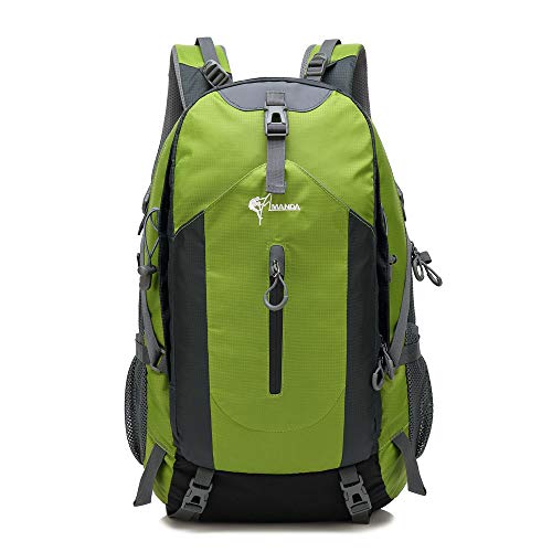 Amanda 50L Water-Resistant Travel Backpack/Casual/Hiking/Camping Daypack with Rain Cover, Headphone Hole (Green)