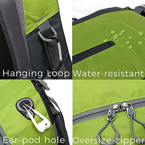 Amanda 50L Water-Resistant Travel Backpack/Casual/Hiking/Camping Daypack with Rain Cover, Headphone Hole (Green)