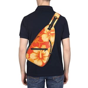 Sling Bag, Orange Hawaiian Print Crossbody Sling Backpack for Casual Shoulder Women and Men