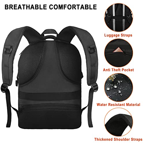 Lunch Backpack for Men, 15.6 Inch Laptop Backpack with Lunch Box, Insulated Cooler Backpack with USB Port, School Backpack Bookbag for College Work Commuter Picnic Gifts for Men Women, Black